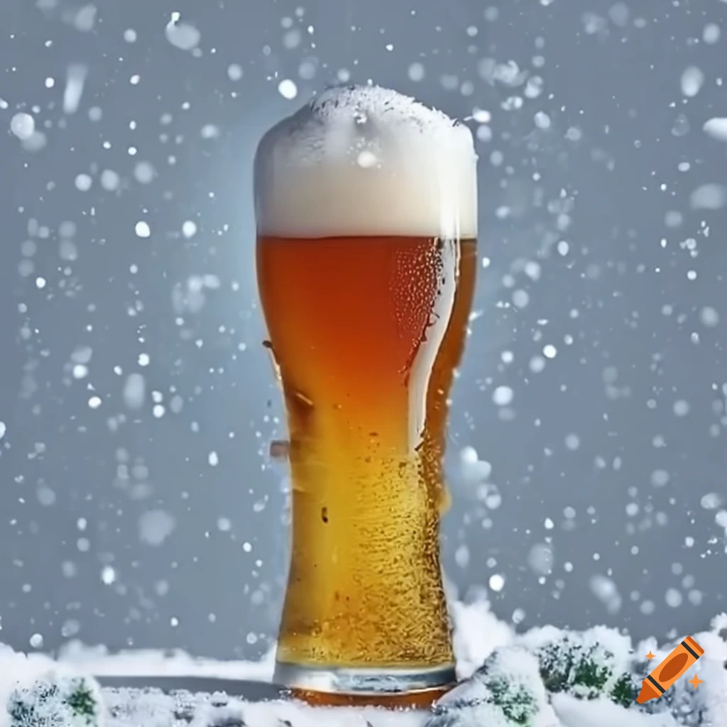 Cold beer on a snowy day