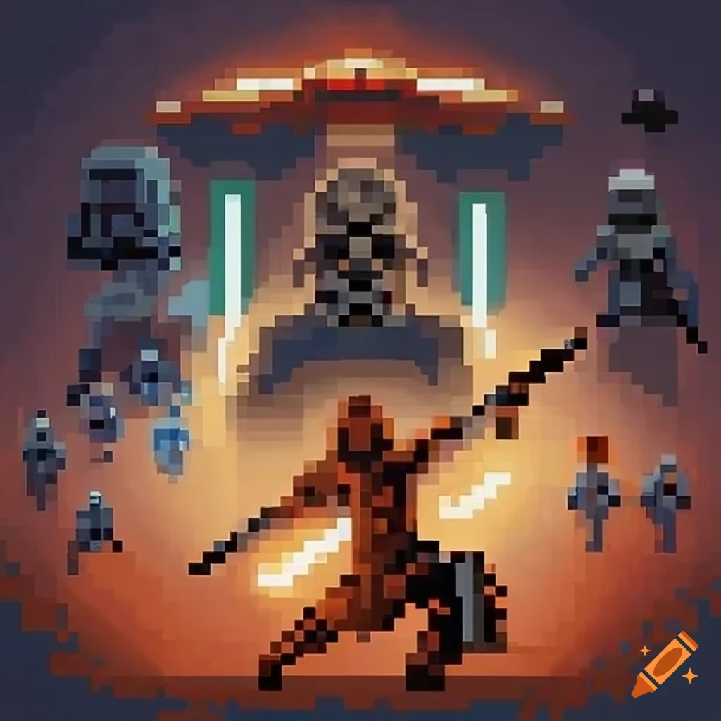 Epic pixel art of a star wars battle on Craiyon