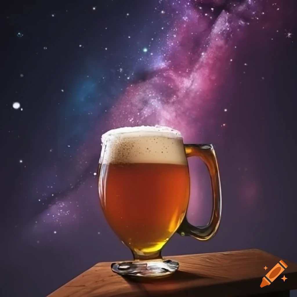 Craft beer with a galaxy inspired label on Craiyon