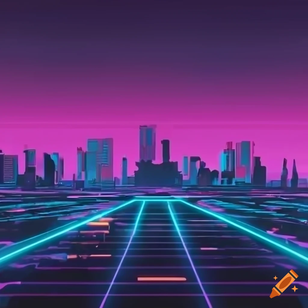 Synthwave city background