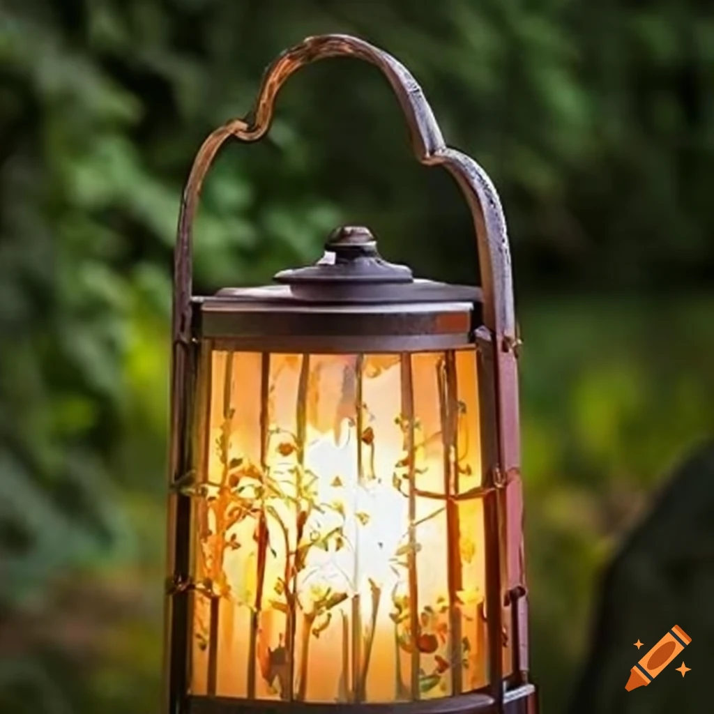 Elegant unique design floral style garden lantern on Craiyon