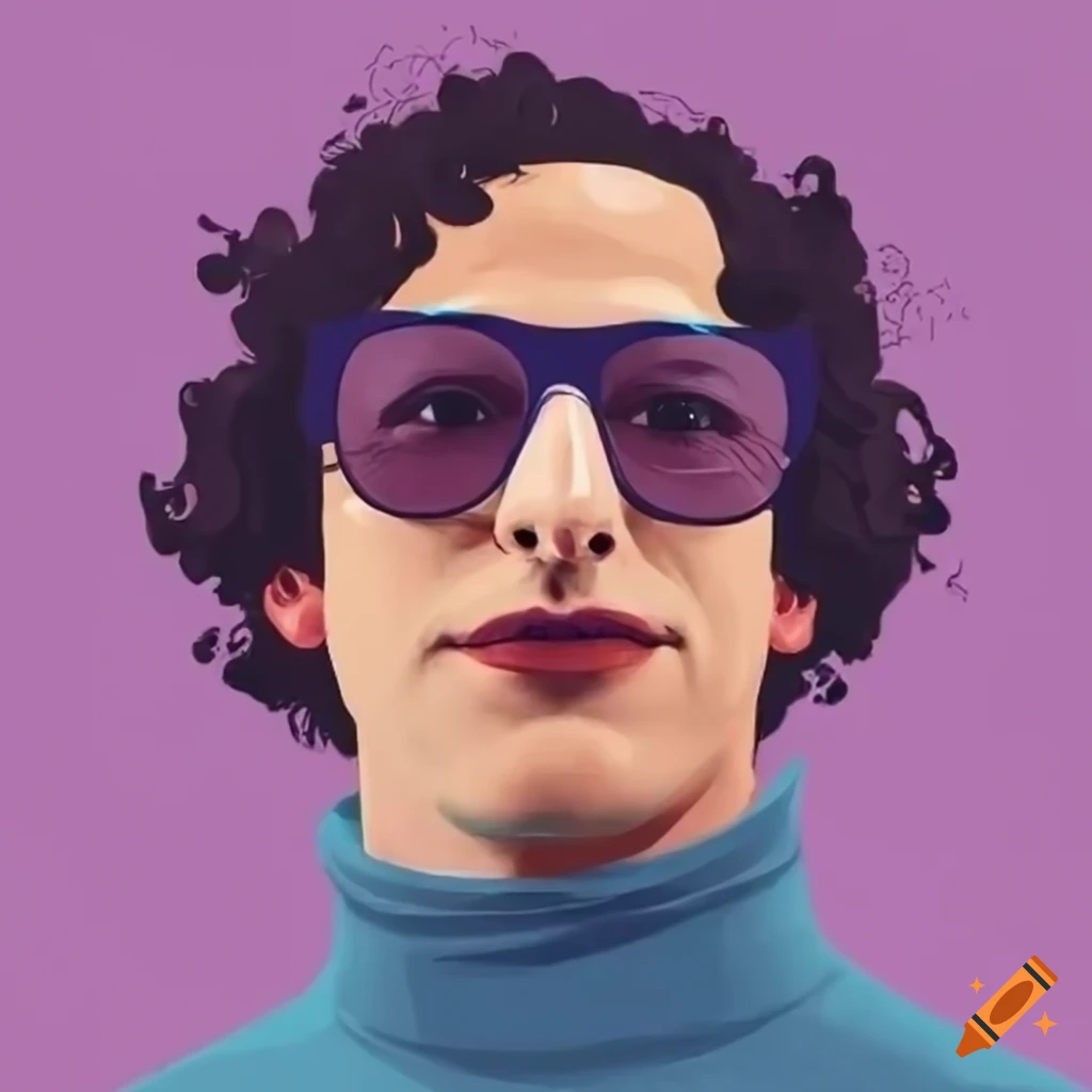 Andy Samberg in a modern simple illustration style using the Pantone ...