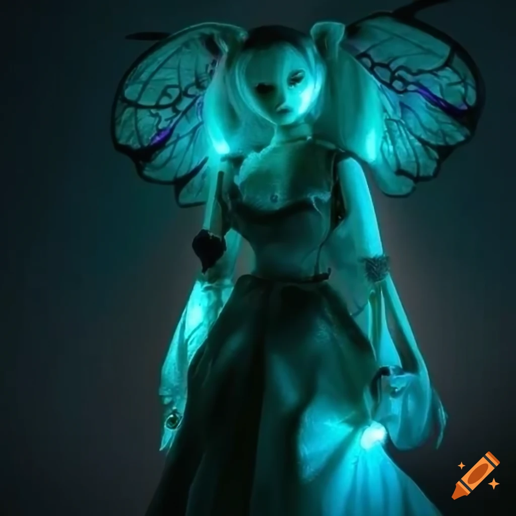 A character doll with animal ears and moth wings and antennas, ears and ...