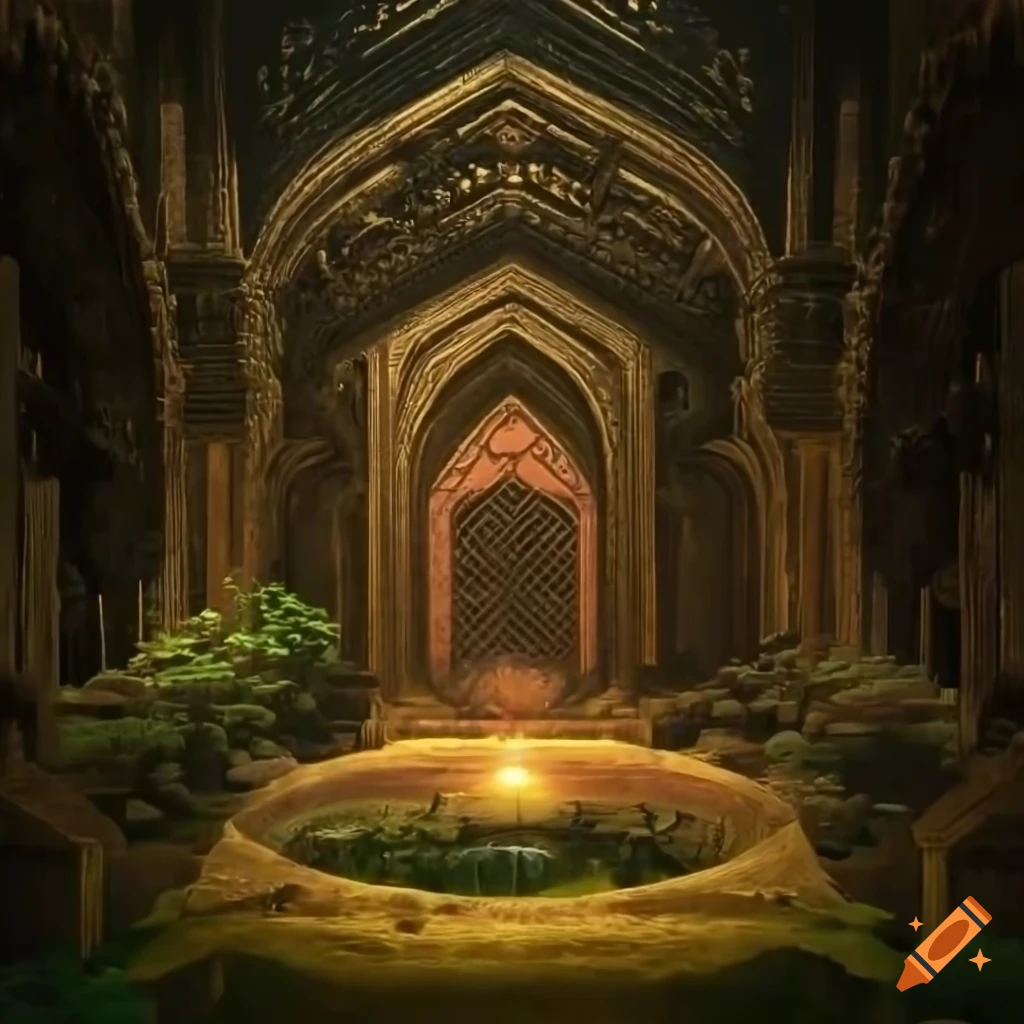 A geometric garden, pond ::5 water lilies, trees, cherry blossom, ruins ...