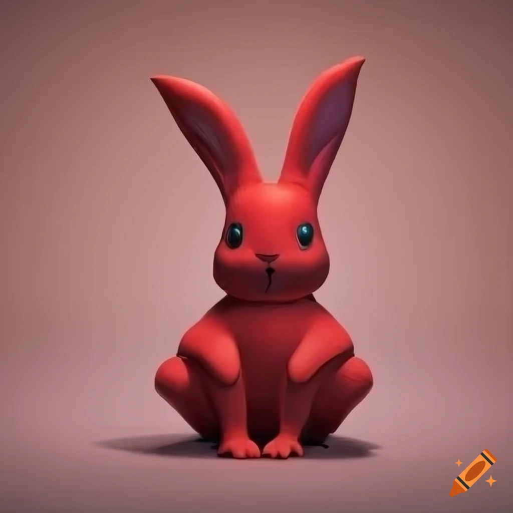 Stylized cute humanoid male red rabbits with round bodies sitting in tall soft grass on Craiyon