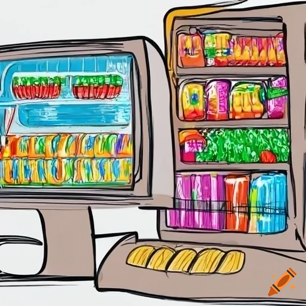 Supermarket in computer on Craiyon