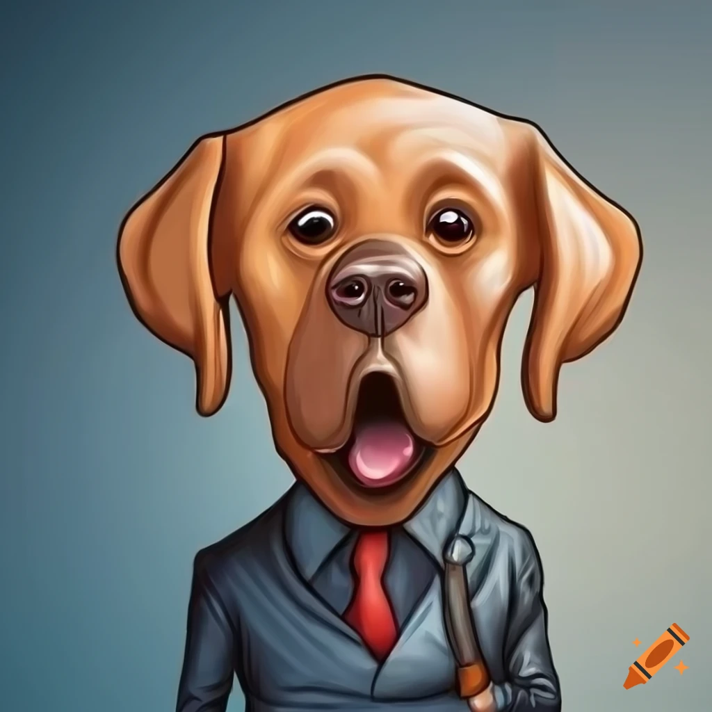 Caricatura de perro labrador retriever de smoking