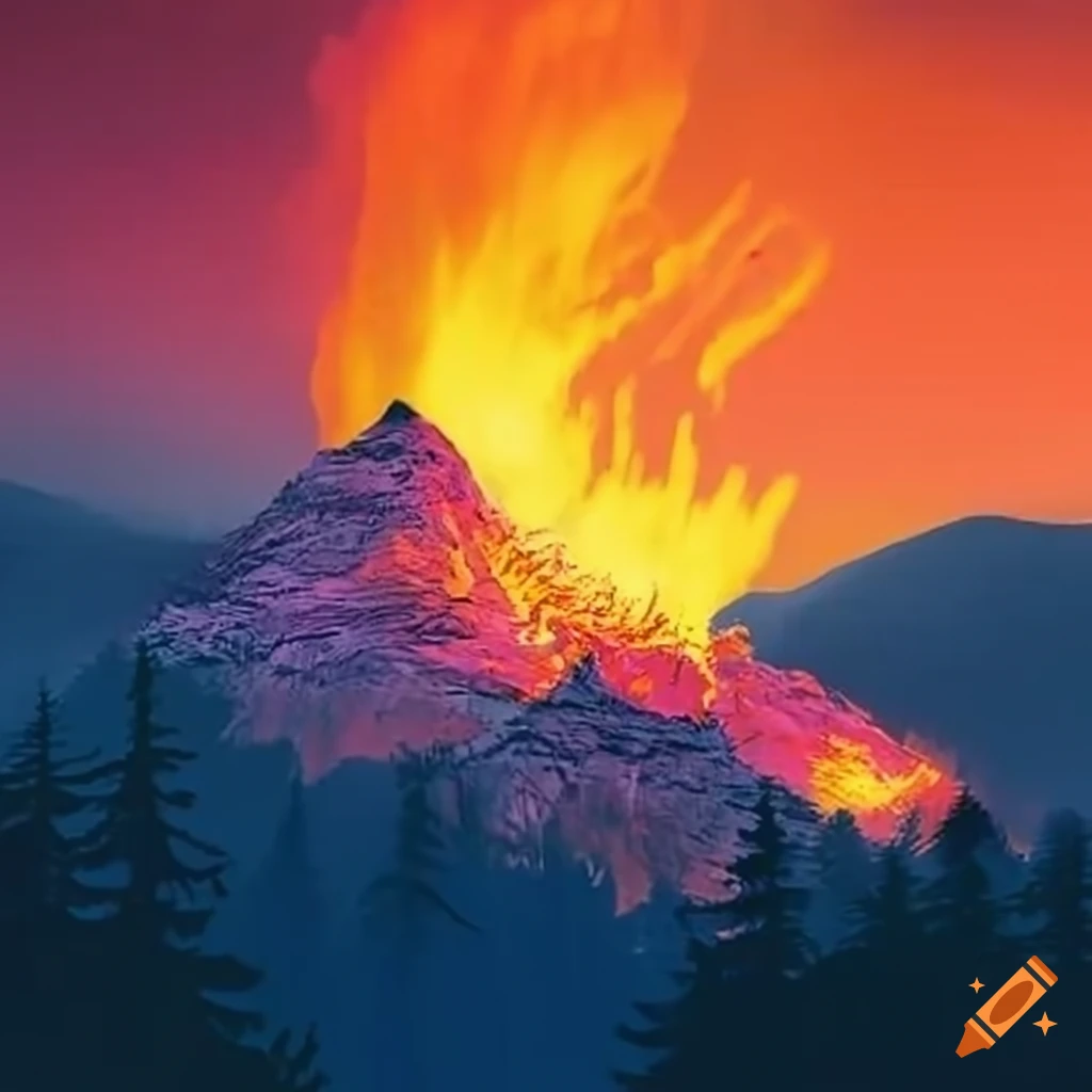 Fire mountain on Craiyon