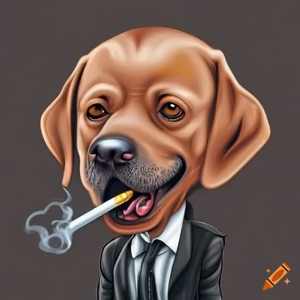 Caricatura de perro labrador retriever de smoking on Craiyon