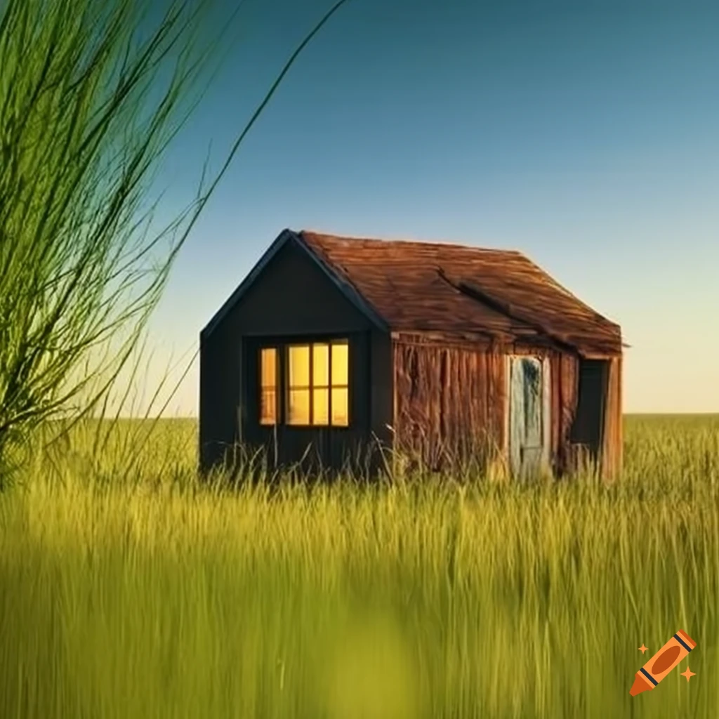 House in grass plain