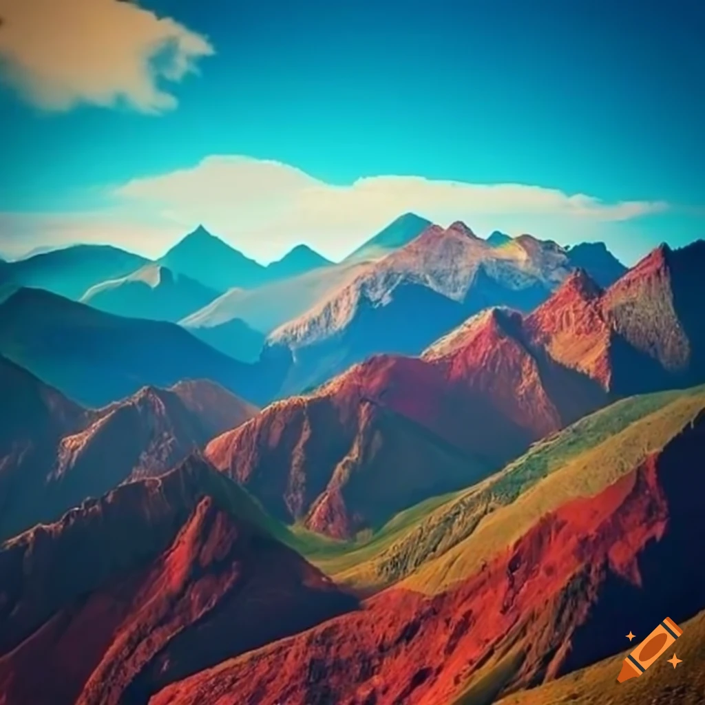 Beautiful and colourful mountain range