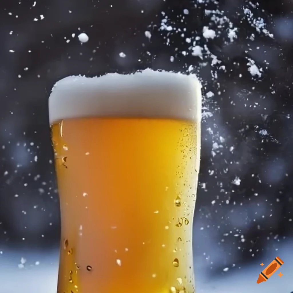 Cold beer on a snowy day