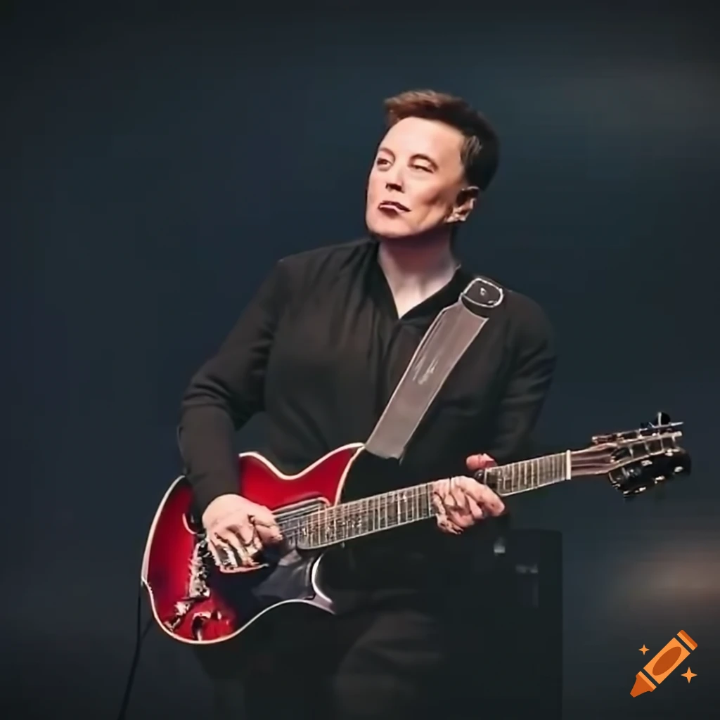 Actual elon musk playing guitar on stage, ultra realistic, details on ...