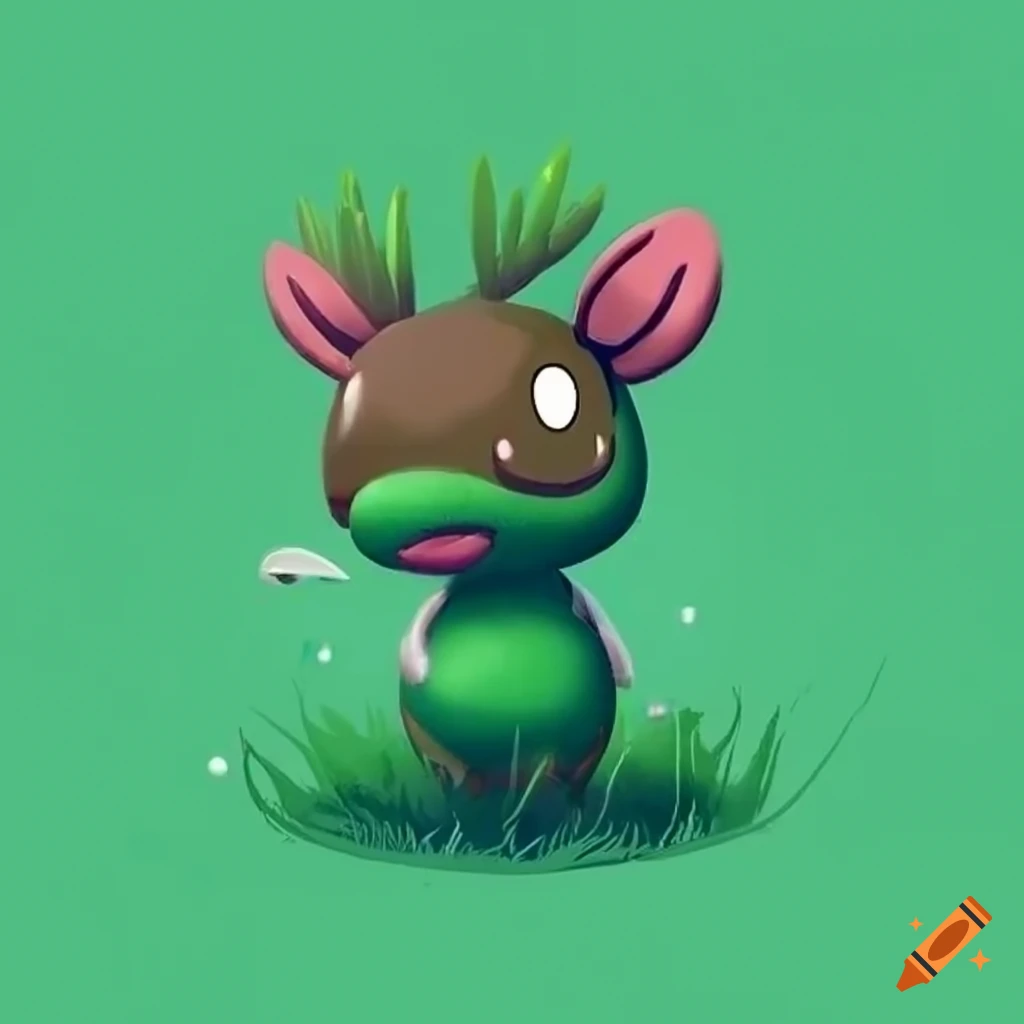 A cute grass type pokémon based on a baby moose