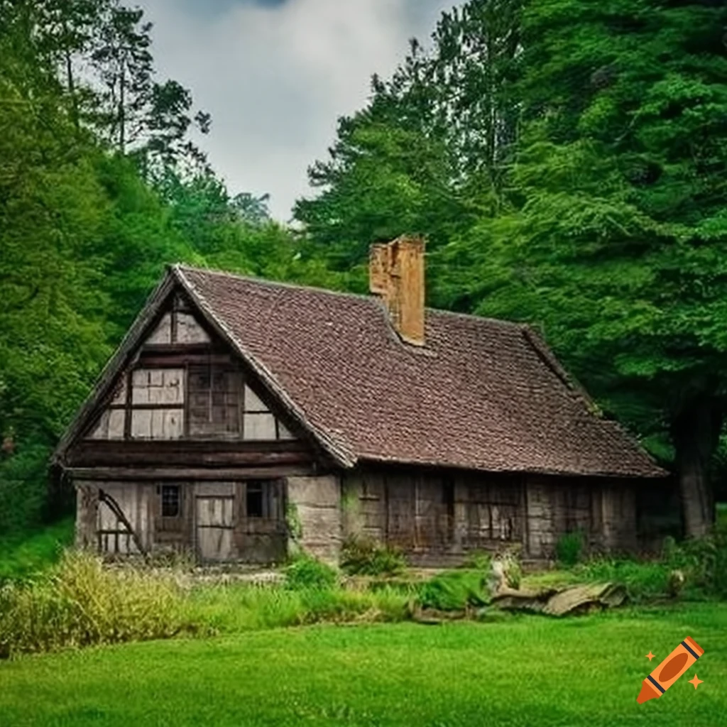 A medieval house besides a forest on Craiyon