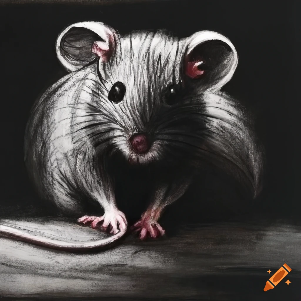 Original chinese mouse charcoal drawing