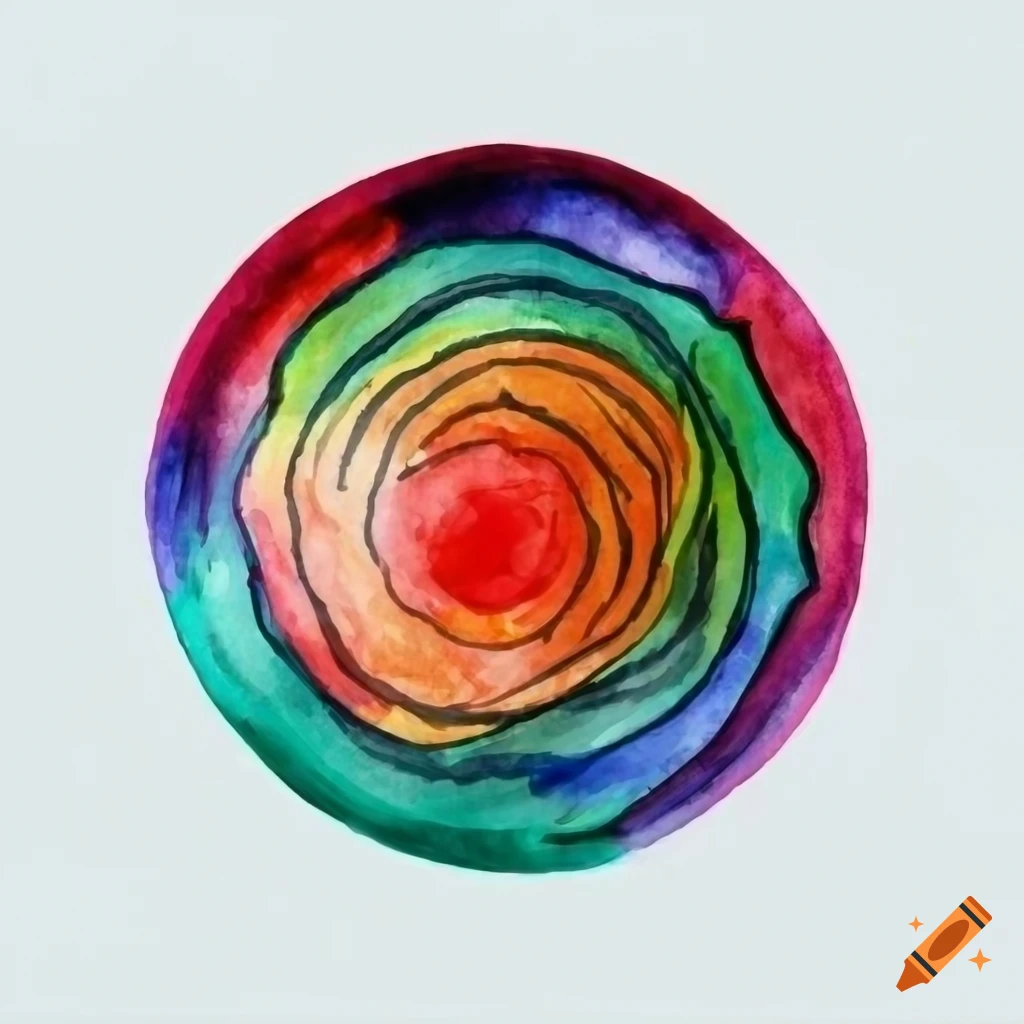 A frisbee, side view, watercolor hand drawn, vivid hues, isolated on ...