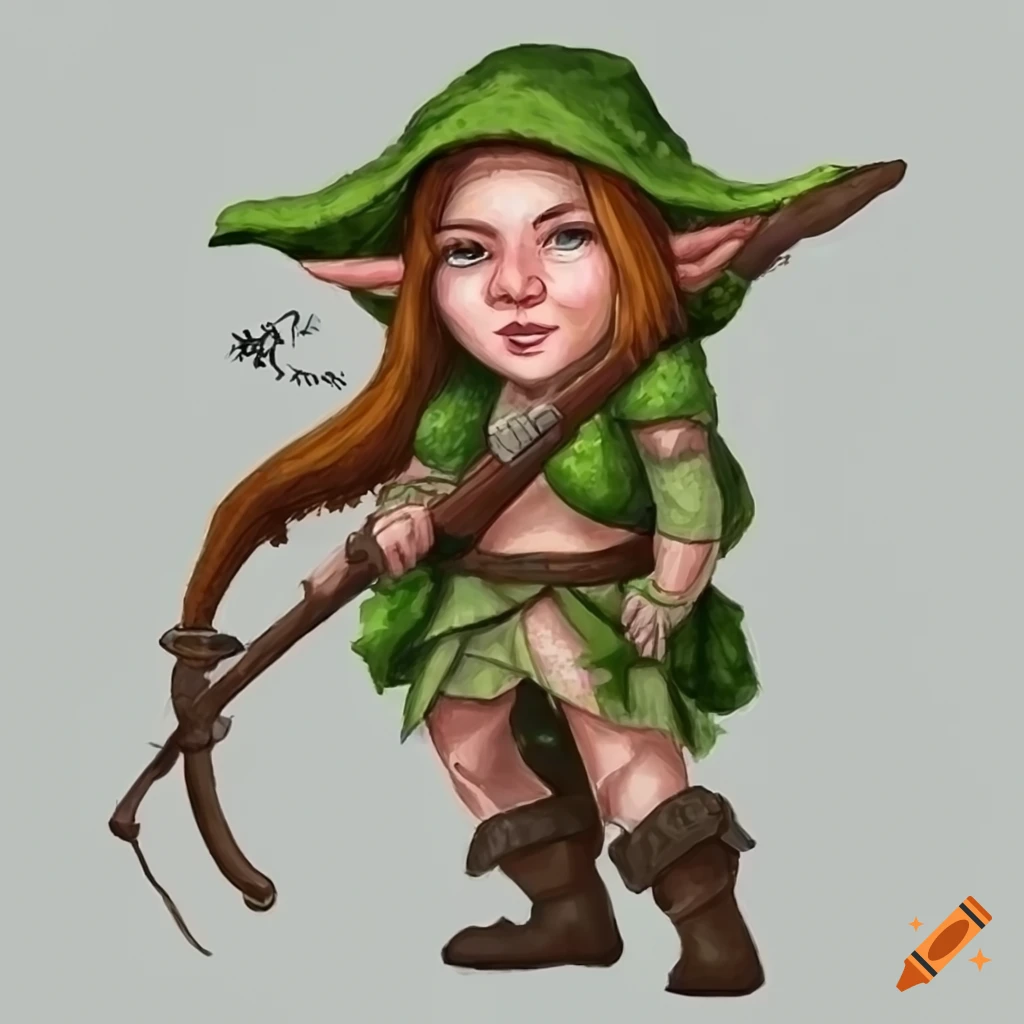 A female forest gnome ranger on Craiyon