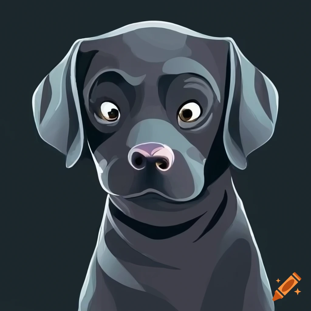 Pixar black labrador retriever puppy character design on Craiyon