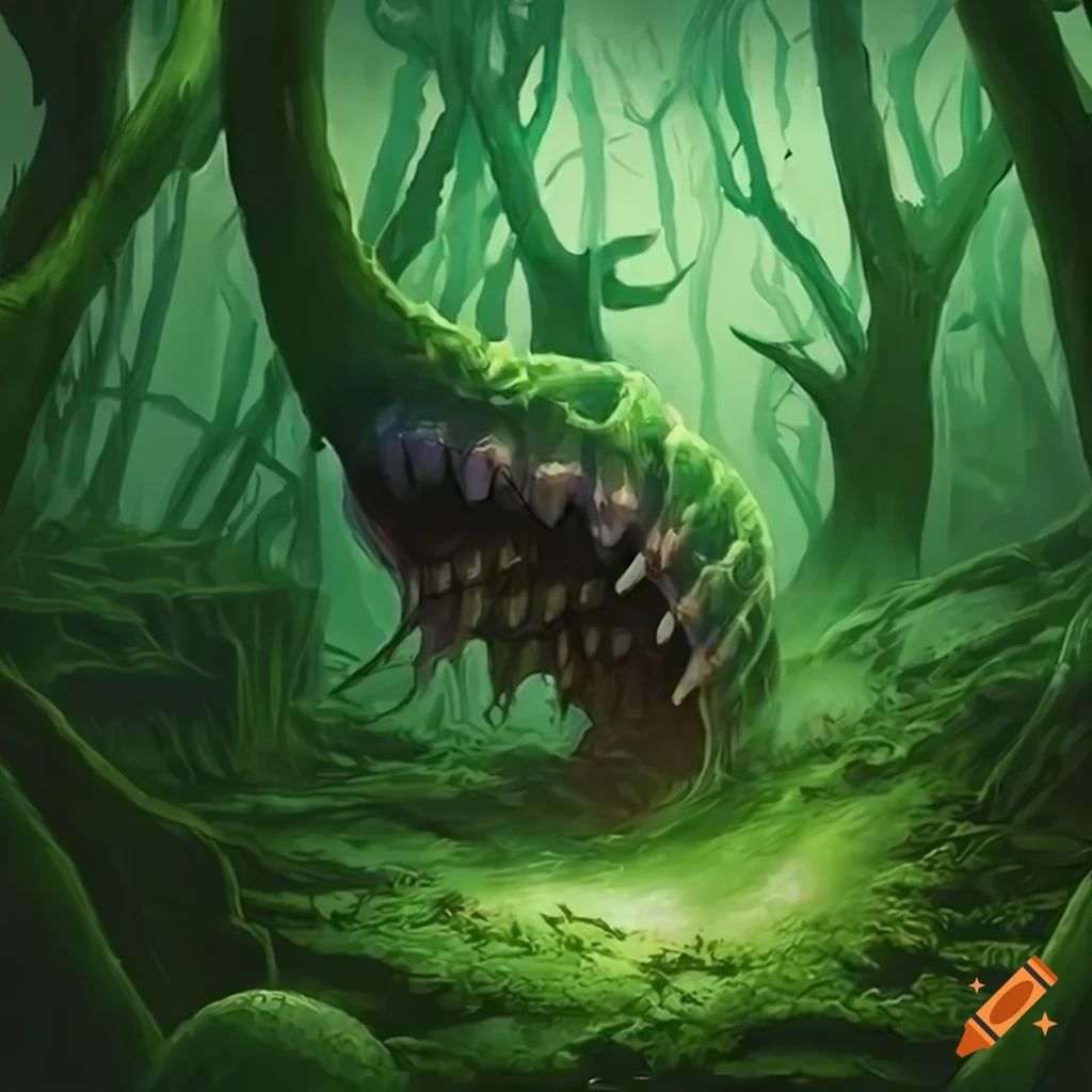 Magic the gathering card art depicting a green wurm with many small ...