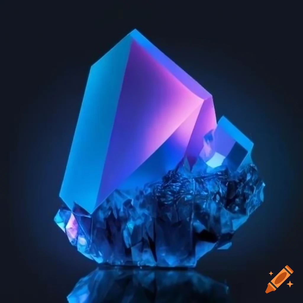 Sharp geometrical crystals glowing against a dark back ground