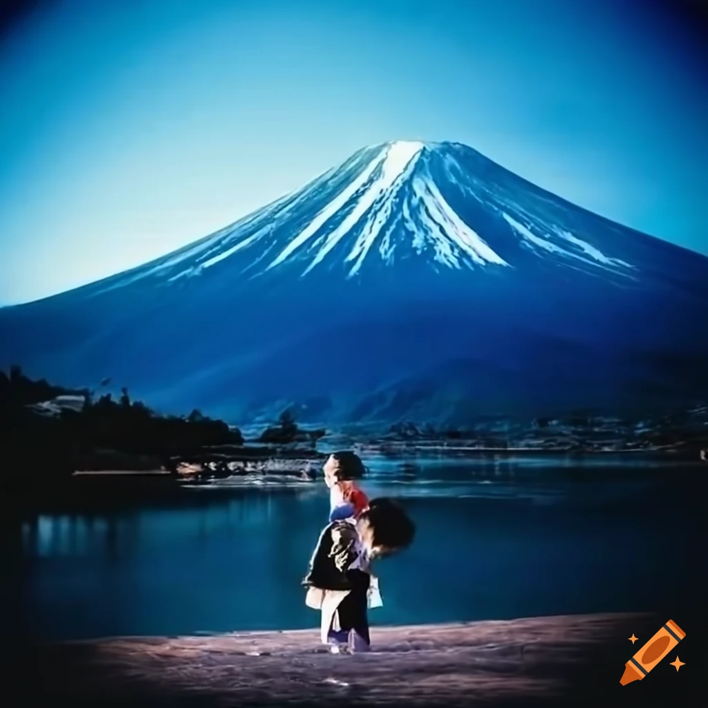 Mount fuji with a child in front of it on Craiyon