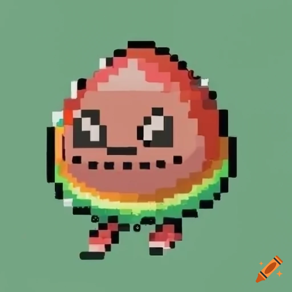 Tajin watermelon pokemon, pixel art, icon on Craiyon