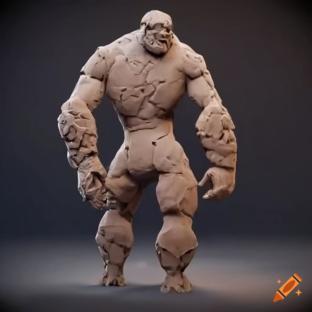 Clay golem with bowl haircut on Craiyon