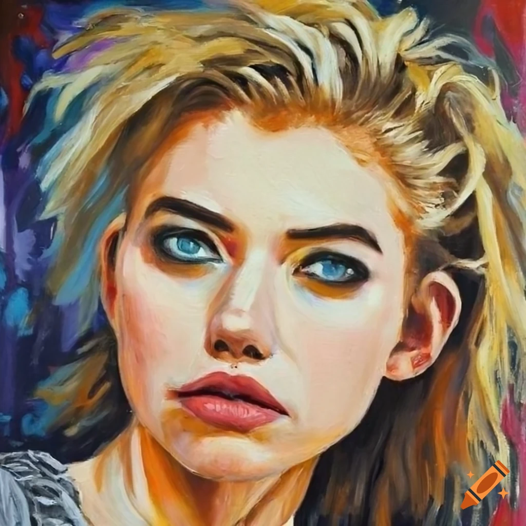 Oil painting of imogen poots on Craiyon