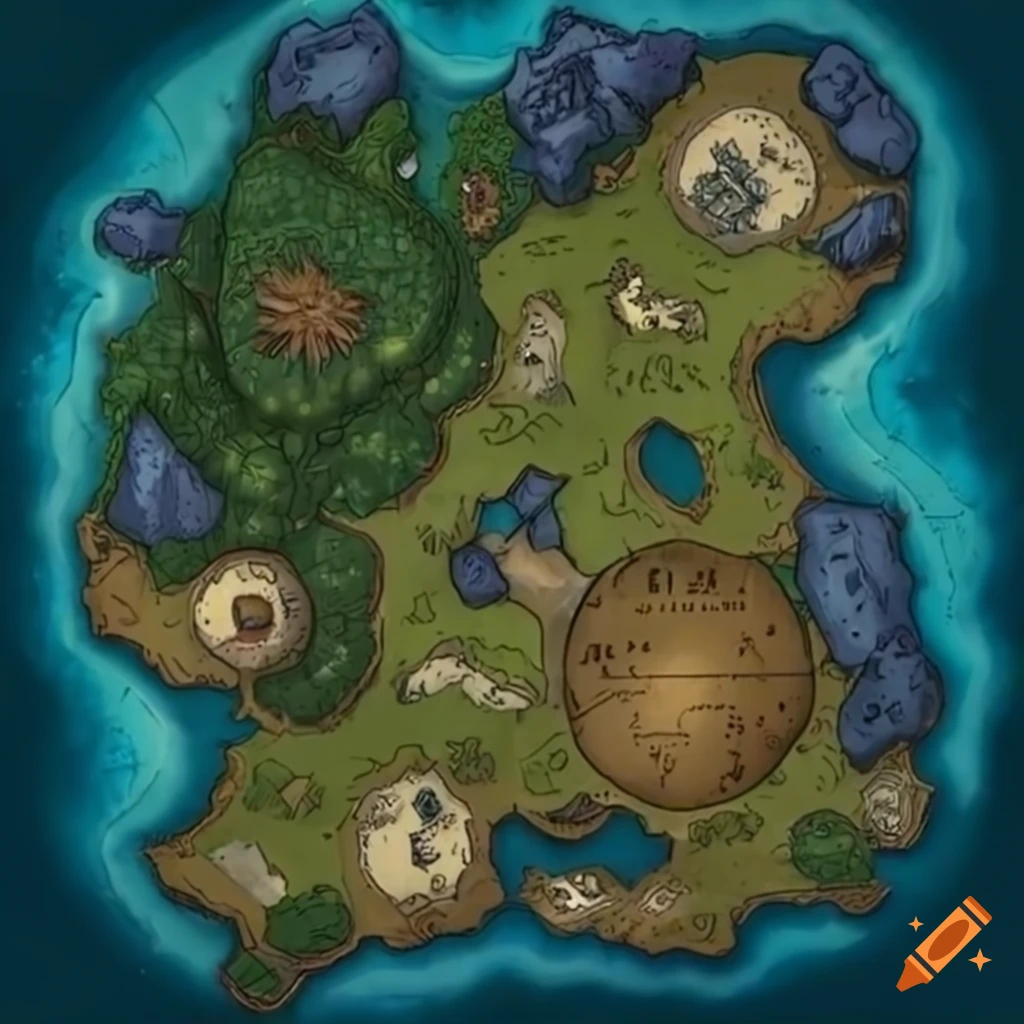 Dungeons & dragons world map layout with a town in a valley surrounded ...