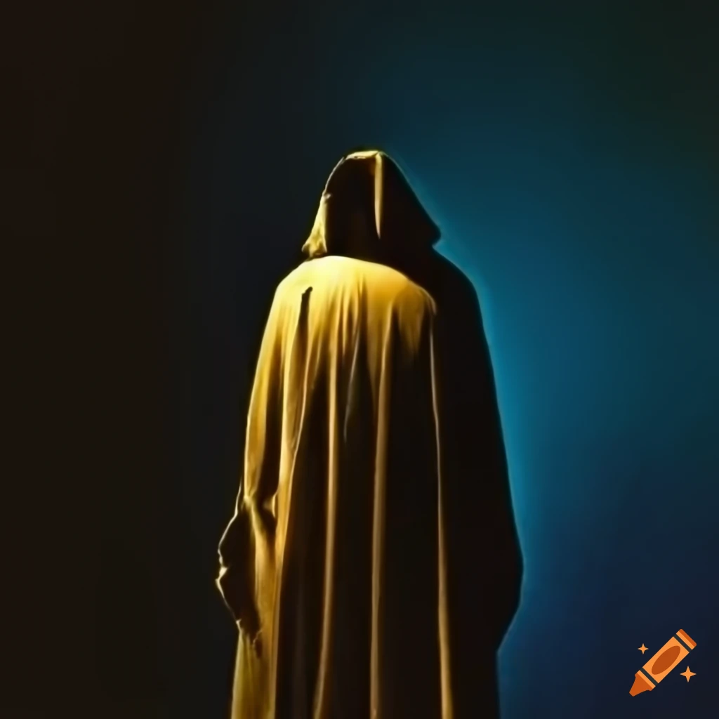 Detailed depiction of a mysterious extraterrestrial wearing a golden ...