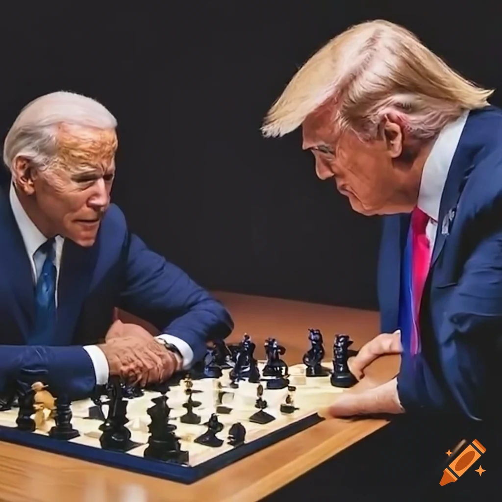 Joe biden and donald trump playing chess