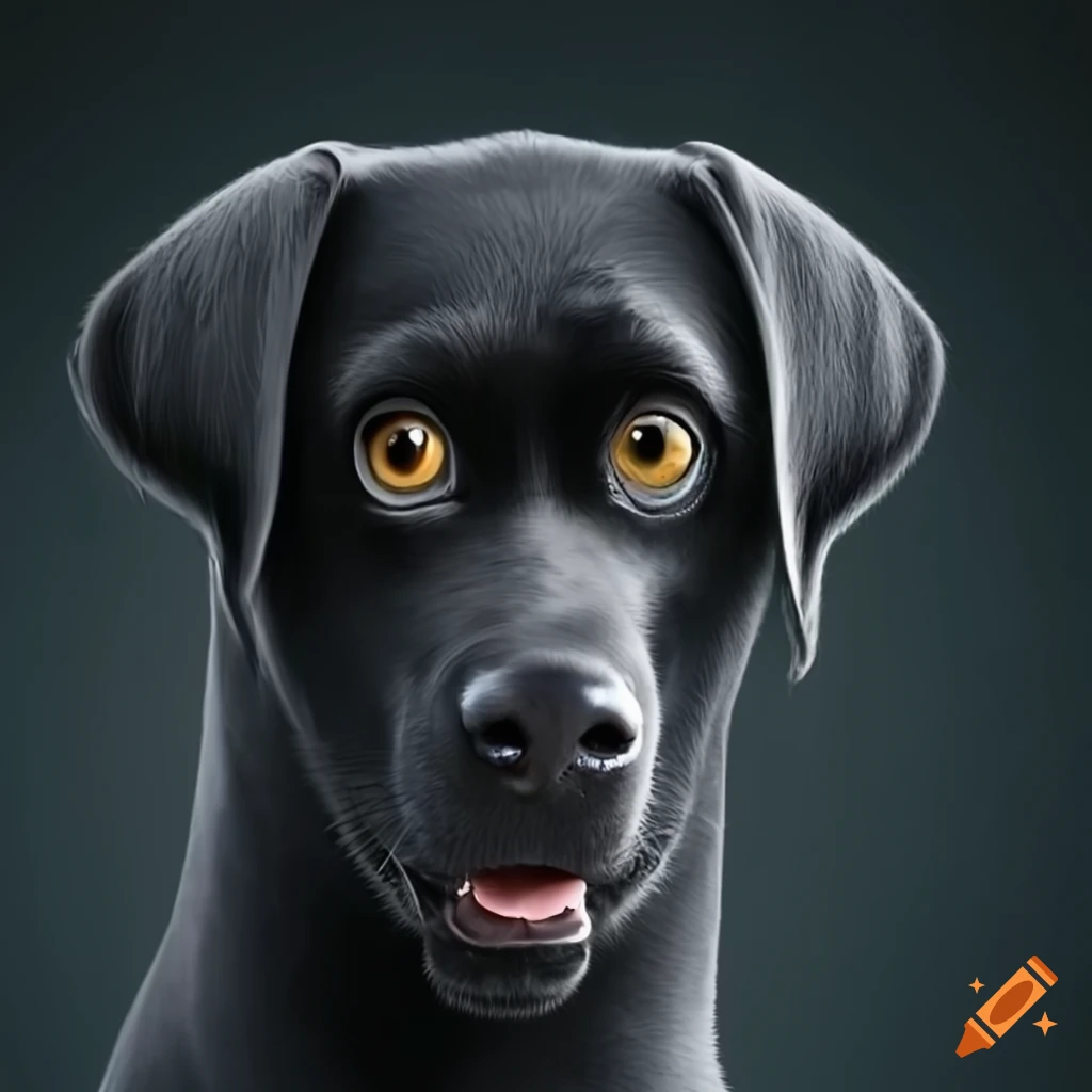 Pixar black labrador retriever character design on Craiyon