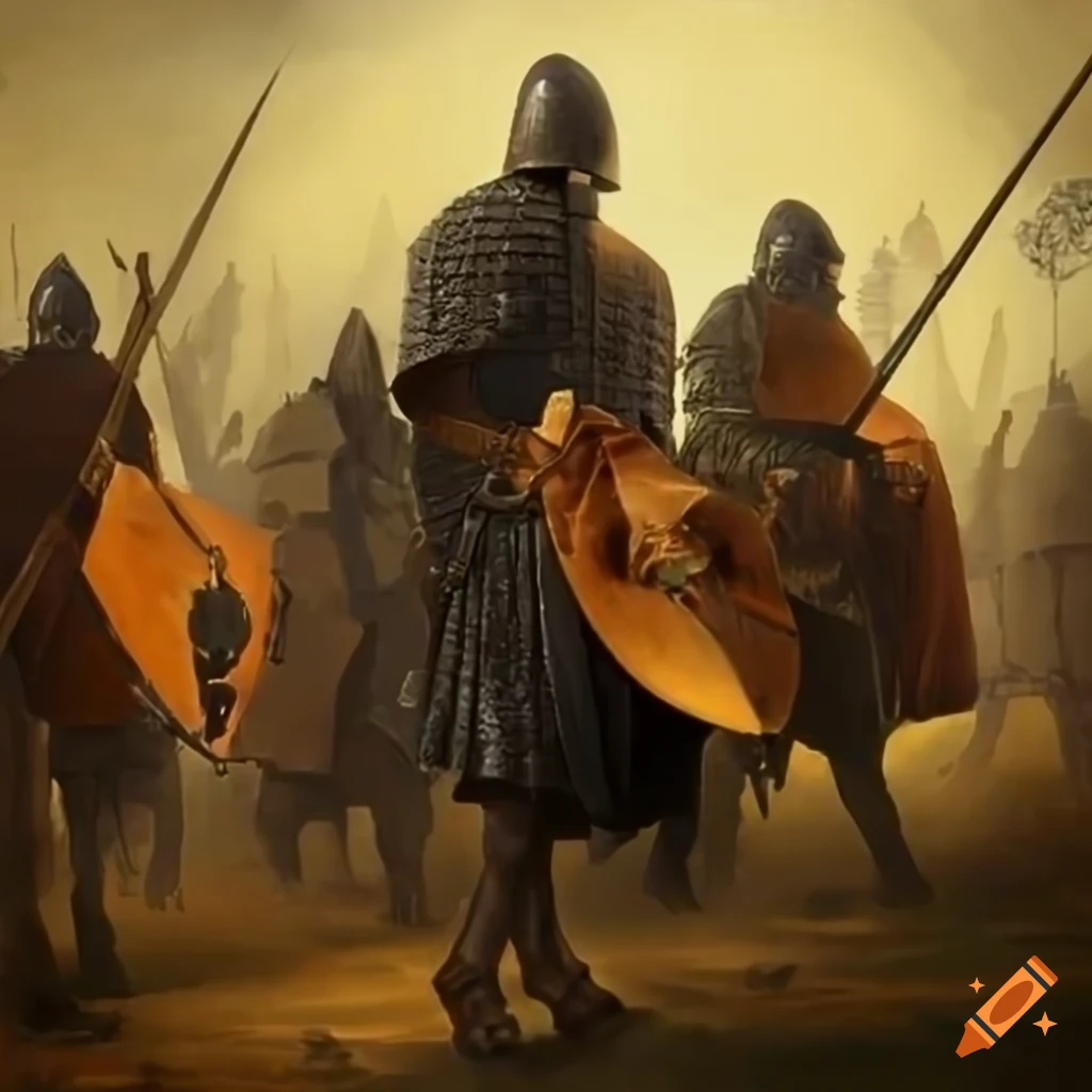 Saphaden, medieval army marching, landscape, high definition
