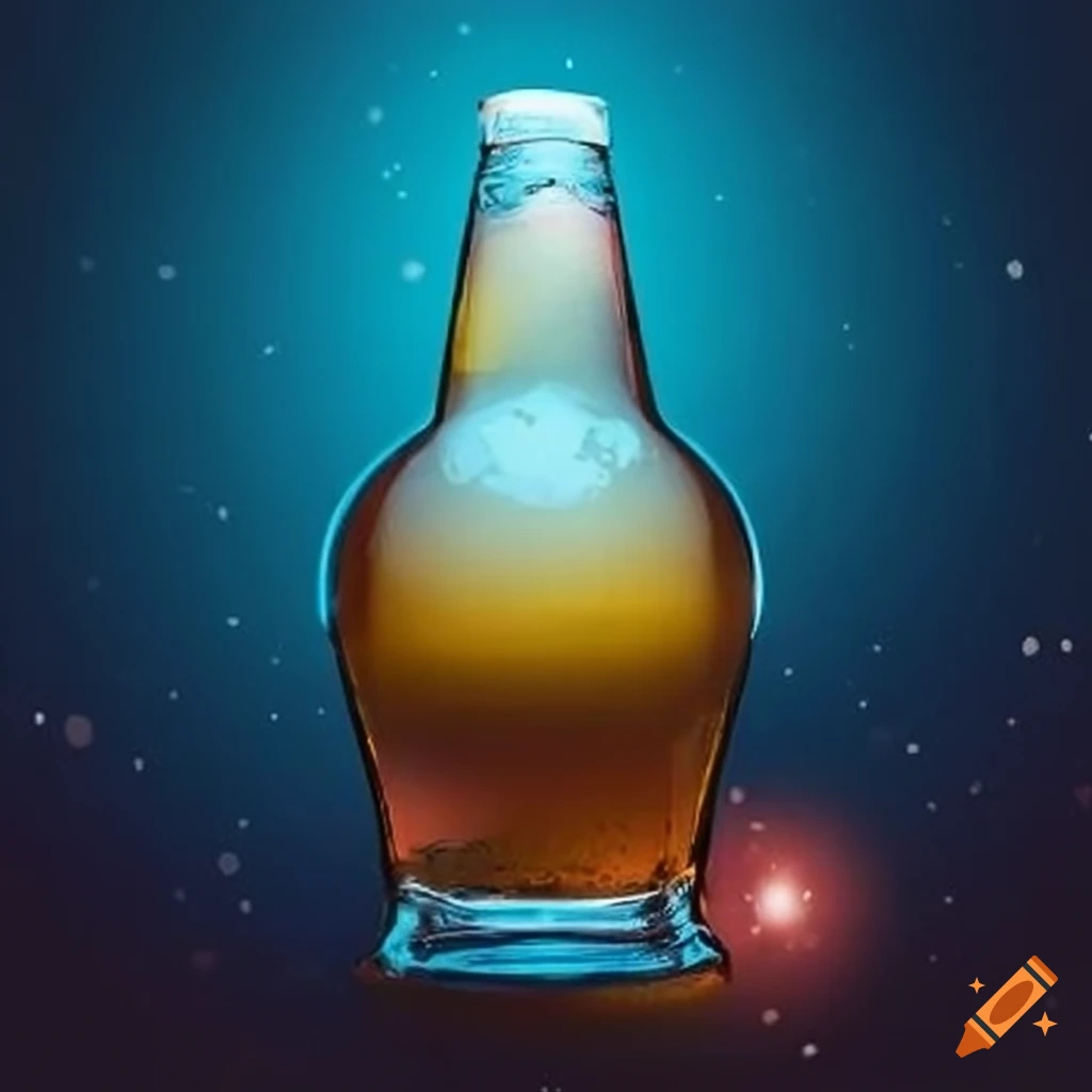A bottle of beer with a space-themed label