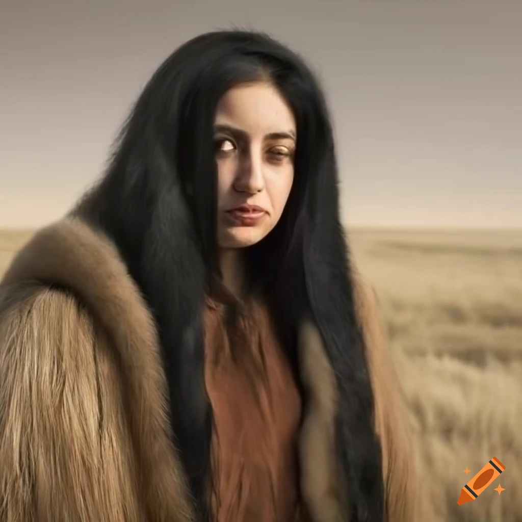 Young middle-eastern woman with beautiful long black hair, with ...