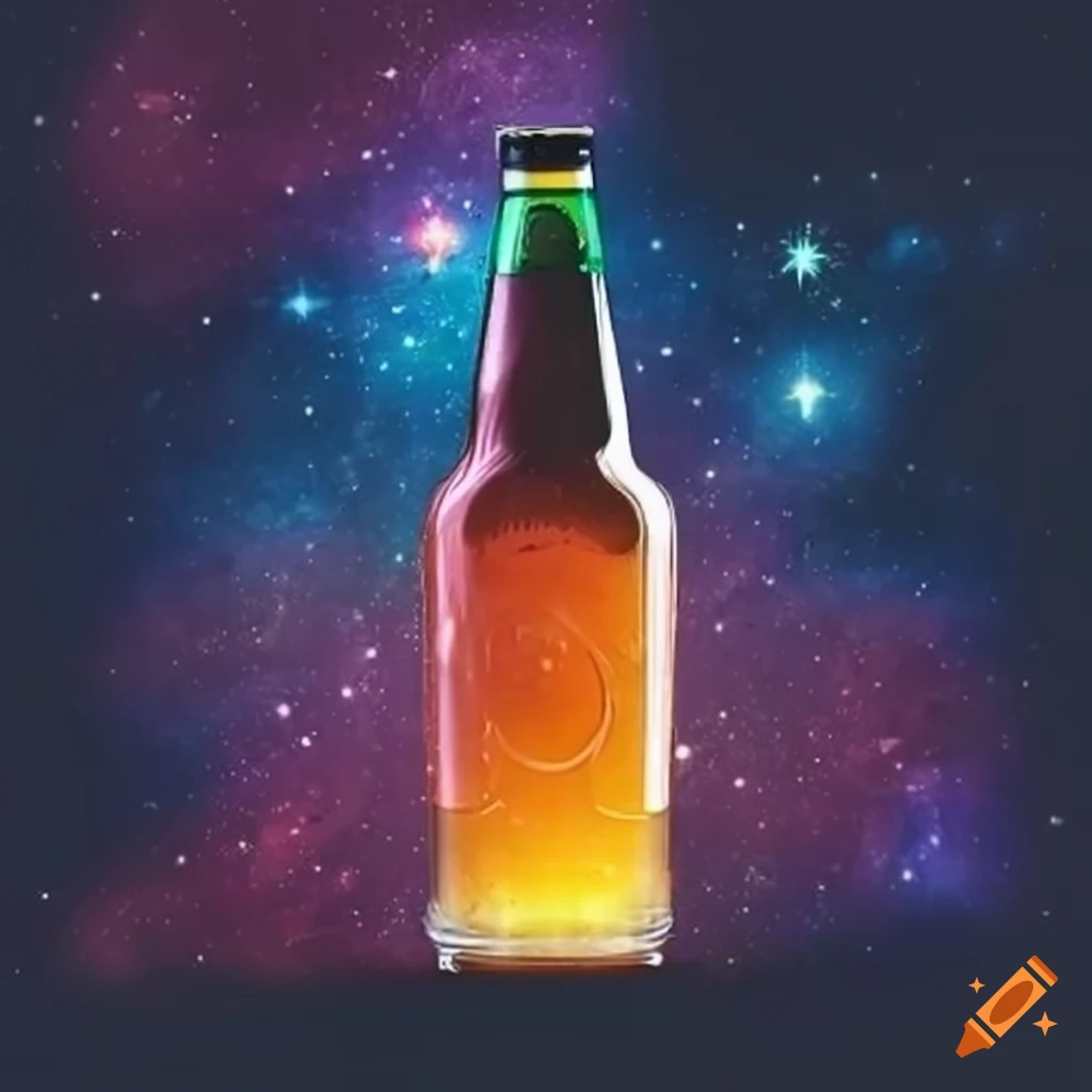 Craft beer with a galaxy inspired label on Craiyon