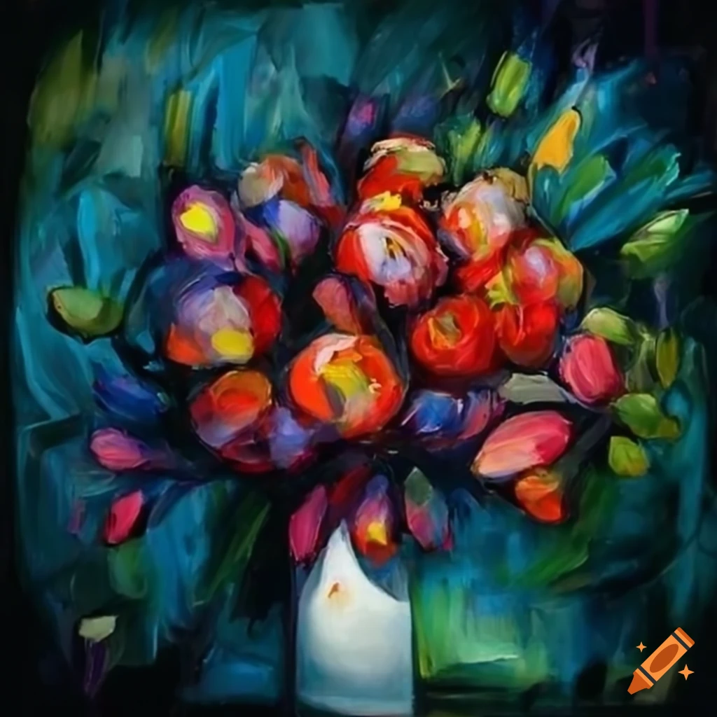 Flower bouquet as an abstract painting