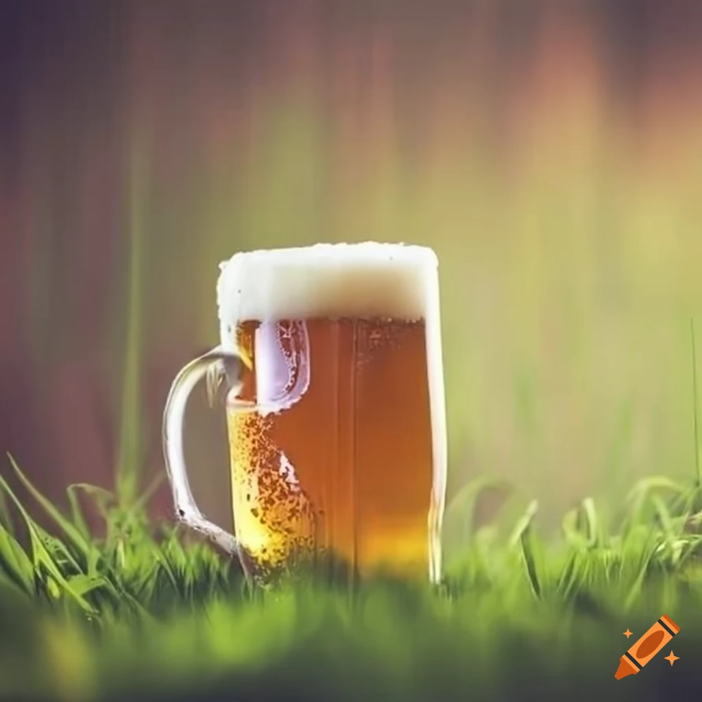 Blond beer in the grass