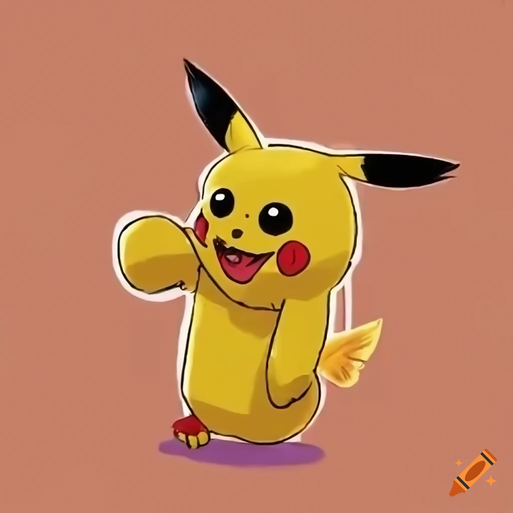 Pikachu as Huggy Wuggy in the style of Poppy Playtime on Craiyon