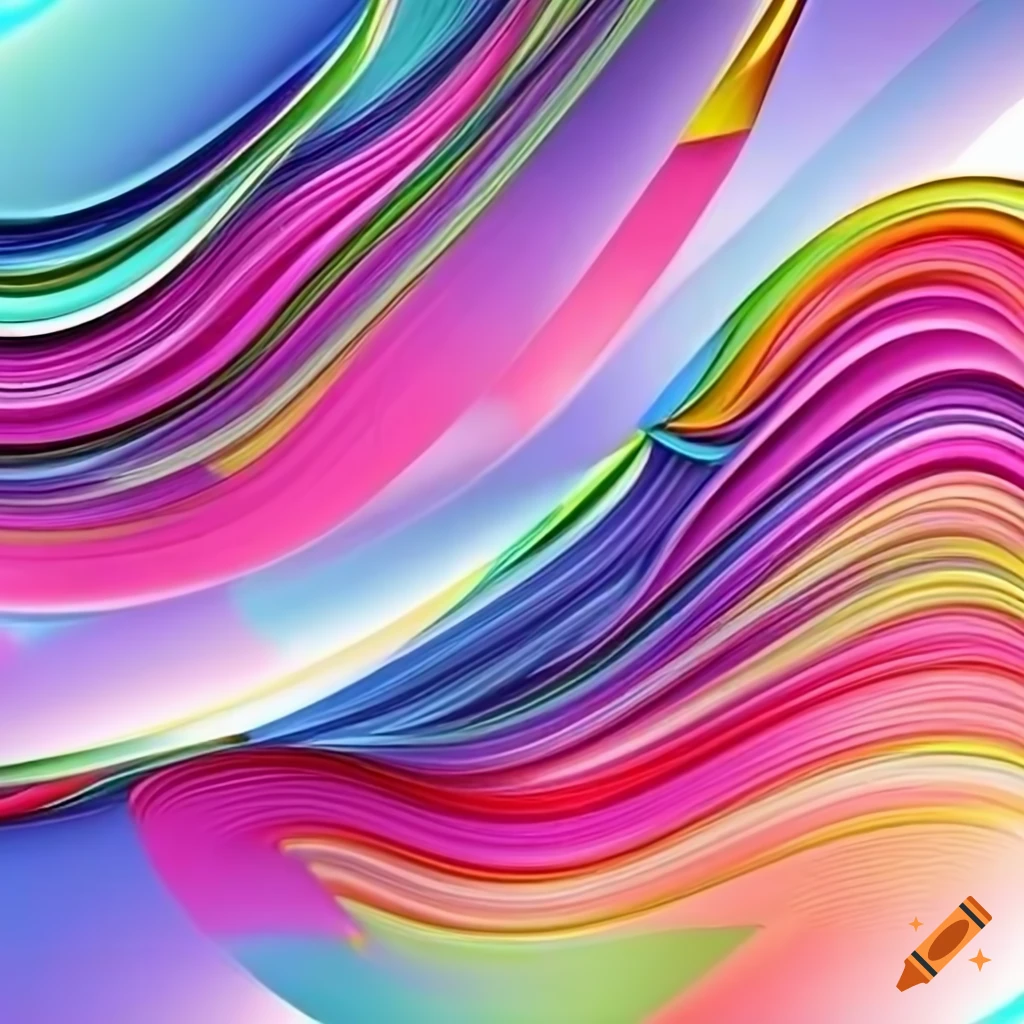 Abstract colorful curves and lines on white background on Craiyon