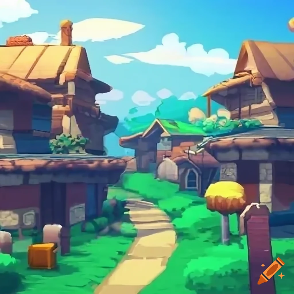 Pokemon battle rustic town street detailed background