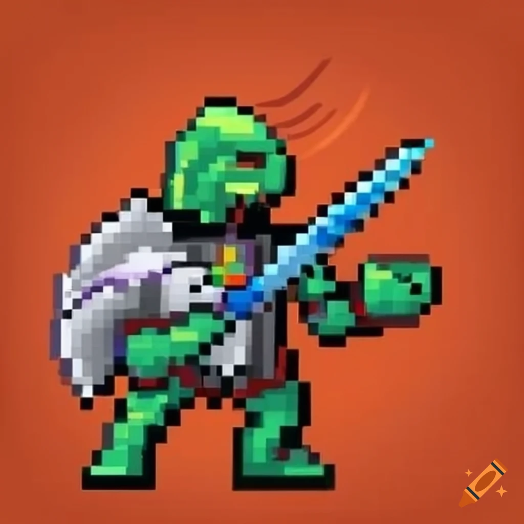 8 bit turtle warrior with a claymore sword on Craiyon