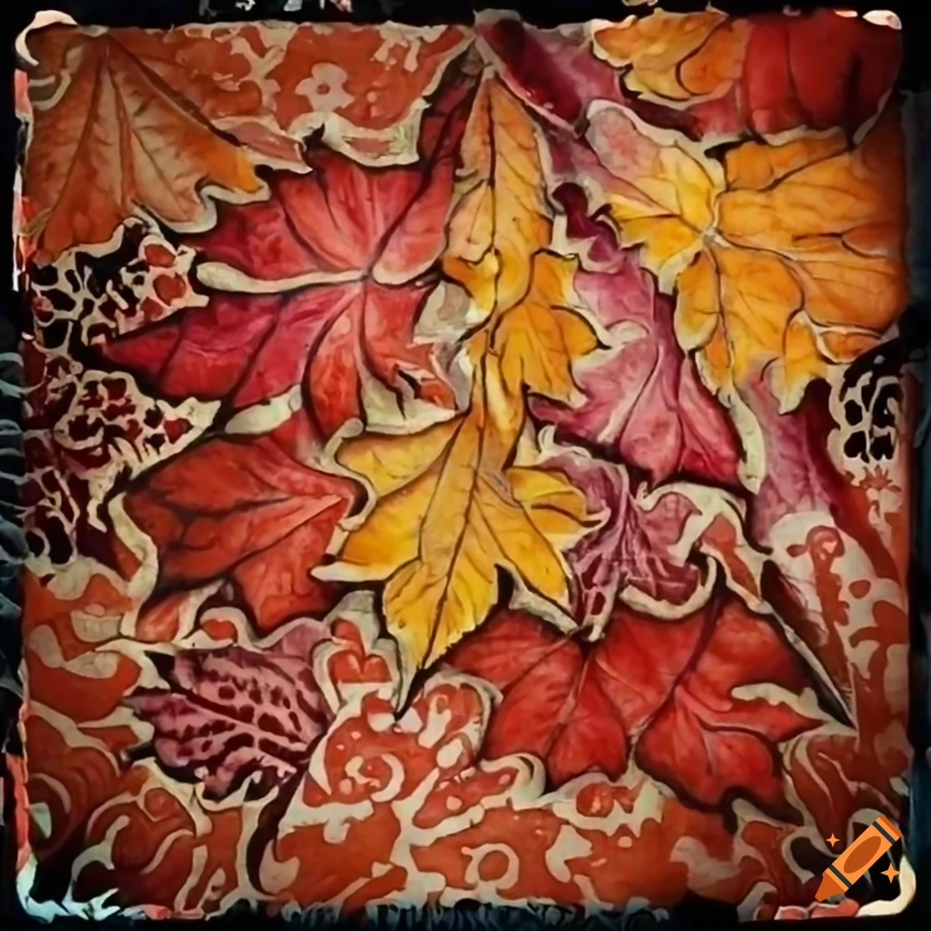 Beautiful colorful autumn batik style on Craiyon