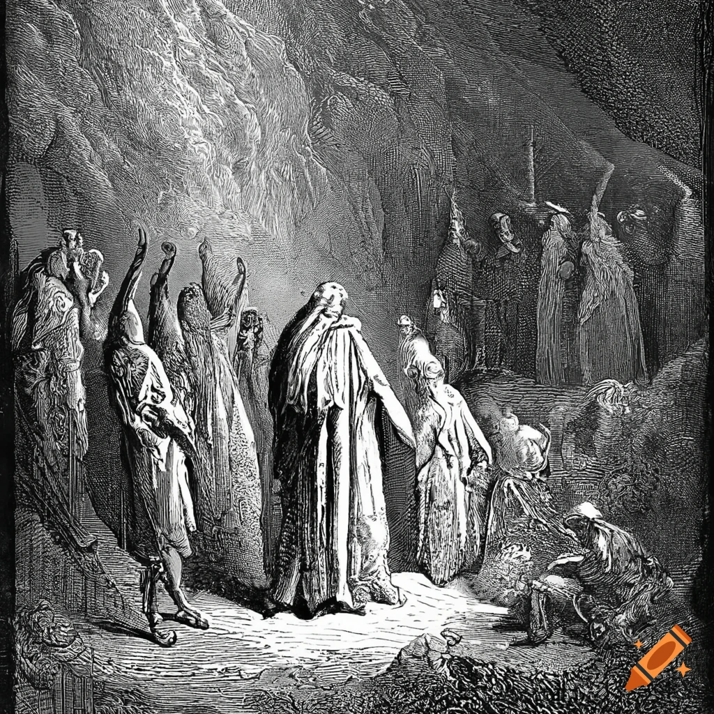 An engraved illustration of moses by gustave doré stone tablet black ...