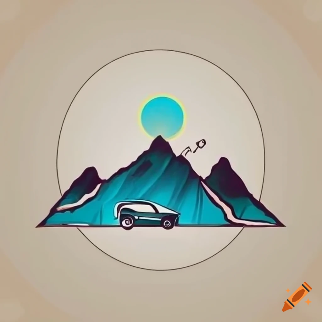 Round car logo table mountain background