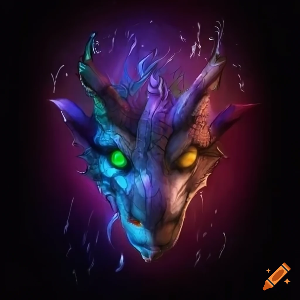 Dragon headshot sheet with diffrent emotions and shading