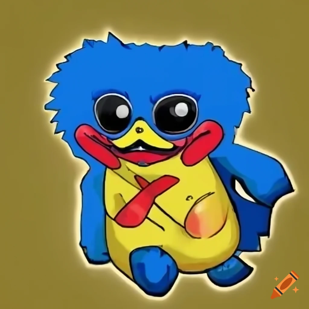 Pikachu as Huggy Wuggy in the style of Poppy Playtime on Craiyon