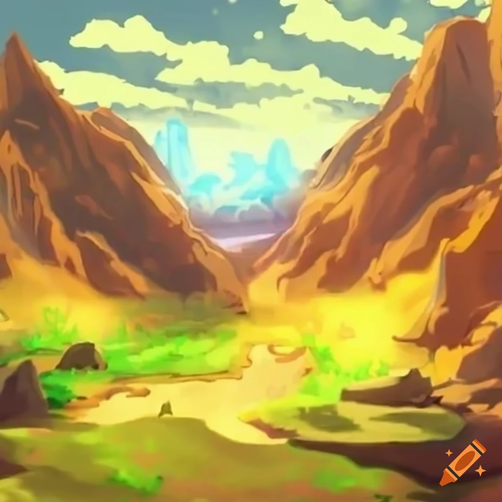 Pokemon battle canyon detailed background