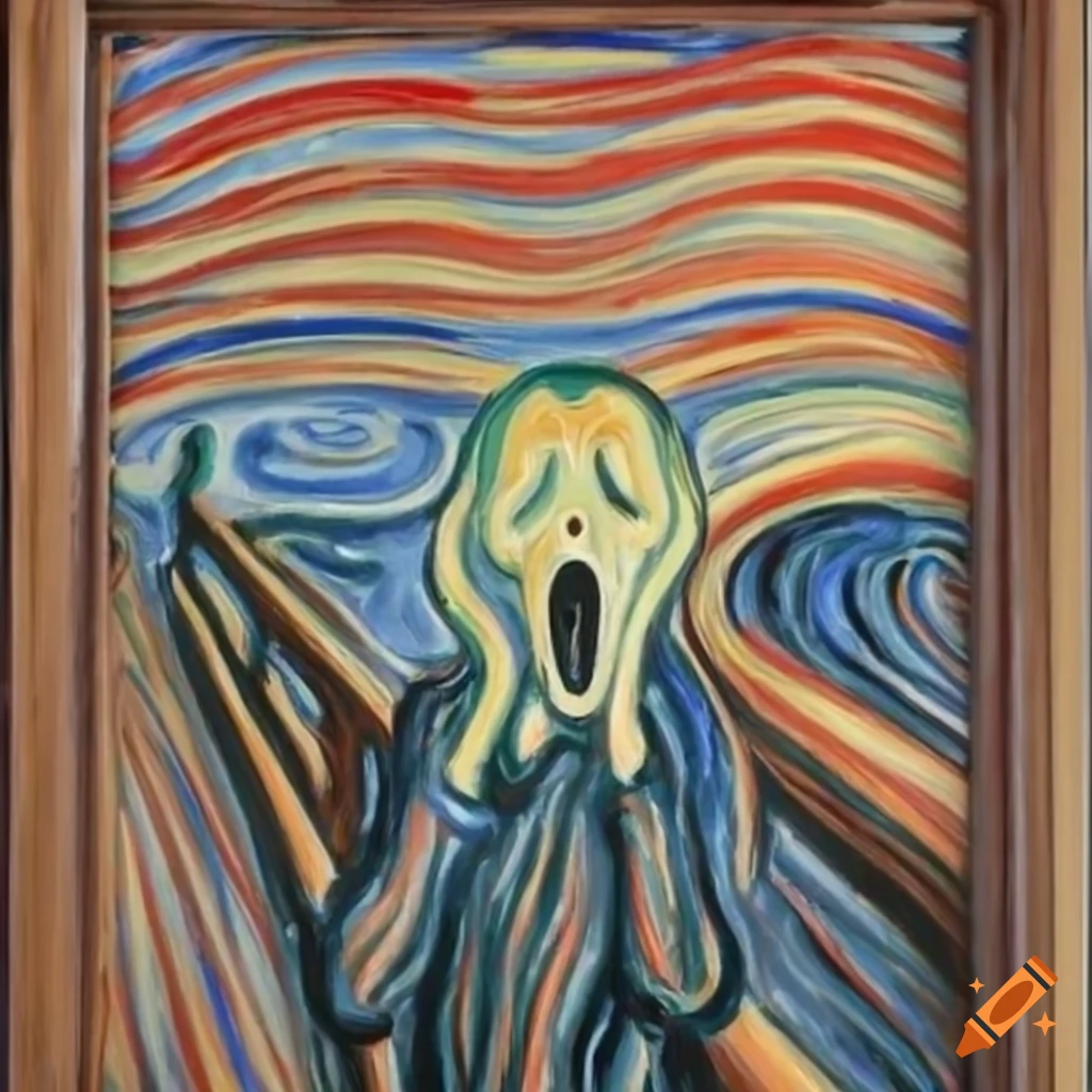 Münch's scream painting with scream mask